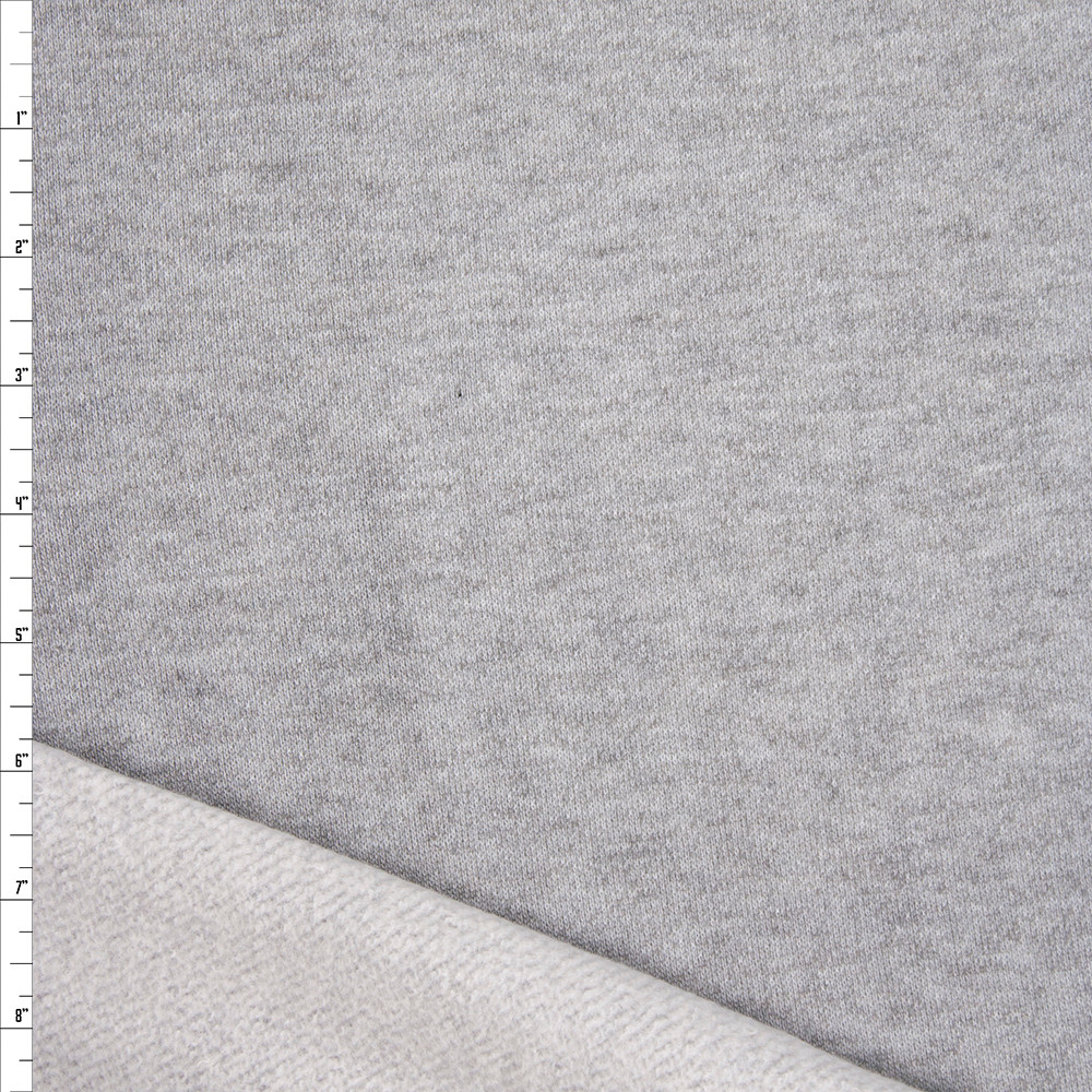 Cali Fabrics Heather Grey Brushed Loop French Terry Fabric by the Yard