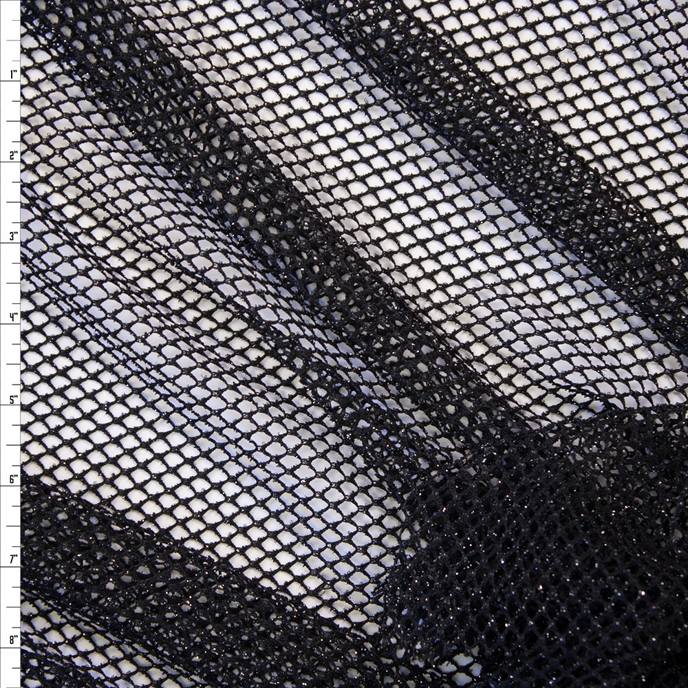 Cali Fabrics Metallic Silver on Black Fishnet Fabric by the Yard