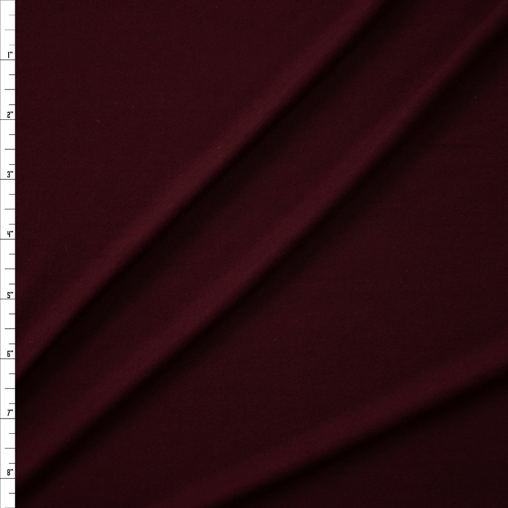 Cali Fabrics Merlot Solid Double Brushed Poly Spandex Fabric by the Yard