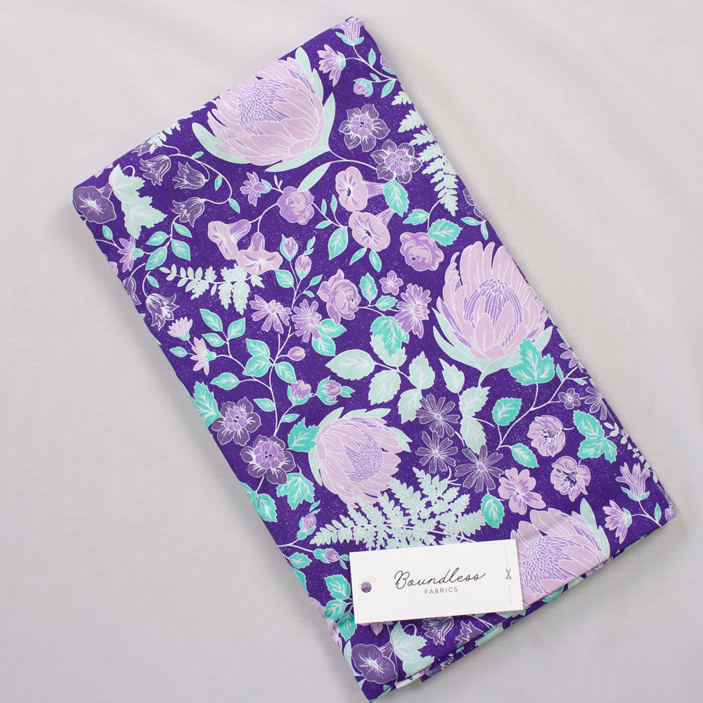 Cali Fabrics Boundless Quilter’s Cotton Main Floral Purple (Bargain 3y ...