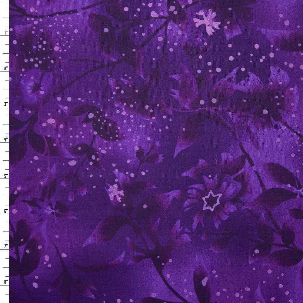 Cali Fabrics Blenders Botanical Plum Quilter’s Cotton Print from ...