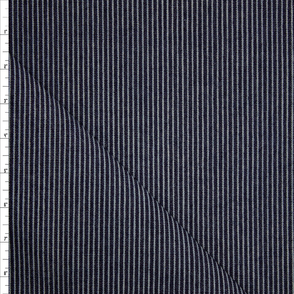 Cali Fabrics Vertical Railroad Stripe Heavyweight Denim Fabric by the Yard