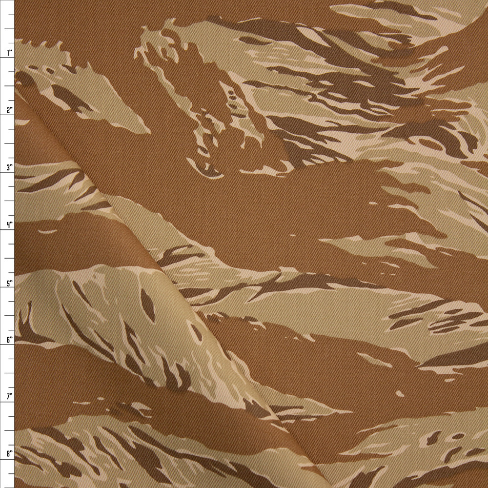 Cali Fabrics Tan Torn Style Camo Cotton Twill Fabric by the Yard