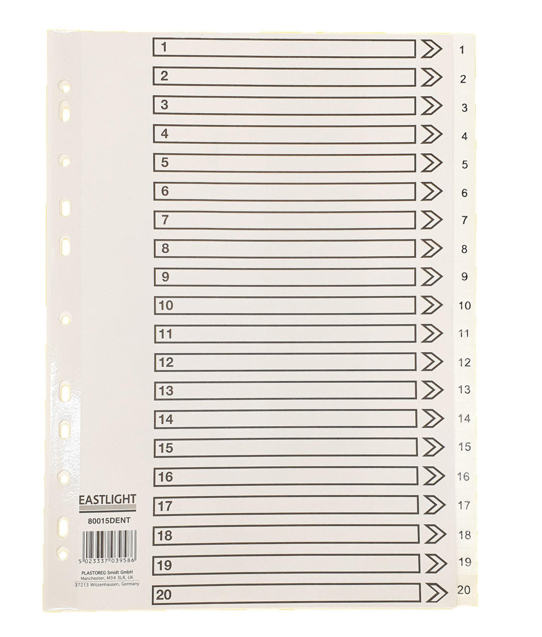 Index Polypropylene A4 1-20 White - Office Supplies