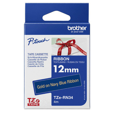 BROTHER PTOUCH RIBBON 12MM X 4M GOLD ON NAVY BLUE