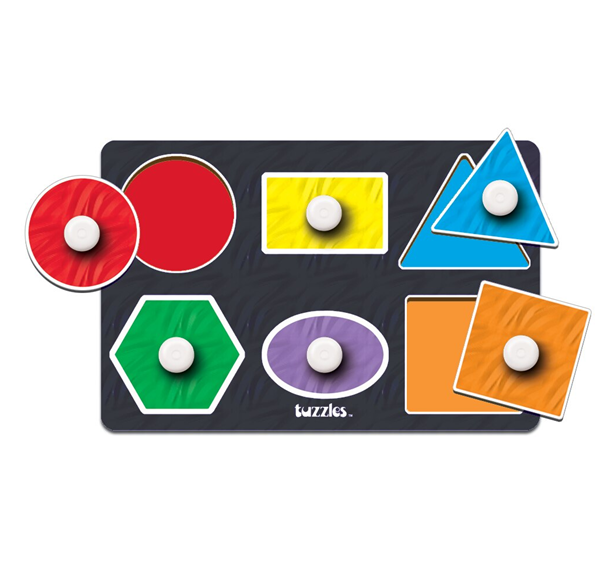 Geometrical Shapes Knob Puzzle, 6 pieces - Think Education Supplies