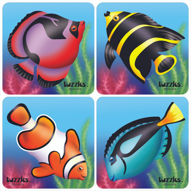 Tropical Fish Set of 4 Raised Puzzles, all 5 pieces each - Think ...