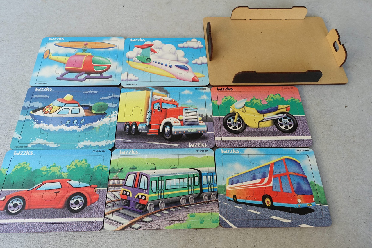 Transport Set of 8 Puzzles in Tray 6 pieces each - Think Education Supplies