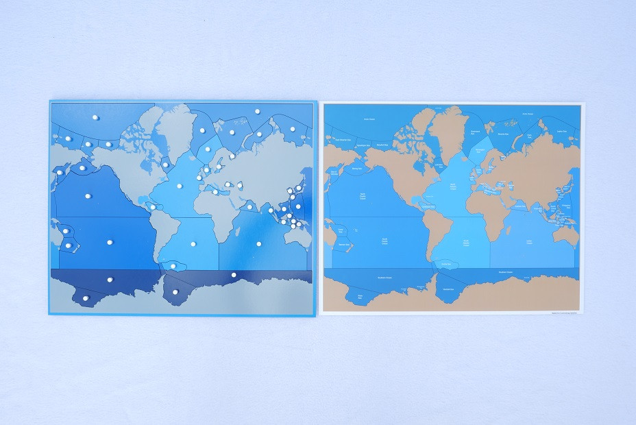 Map of Oceans and Seas Puzzle with Card Map of Outlines and Names ...