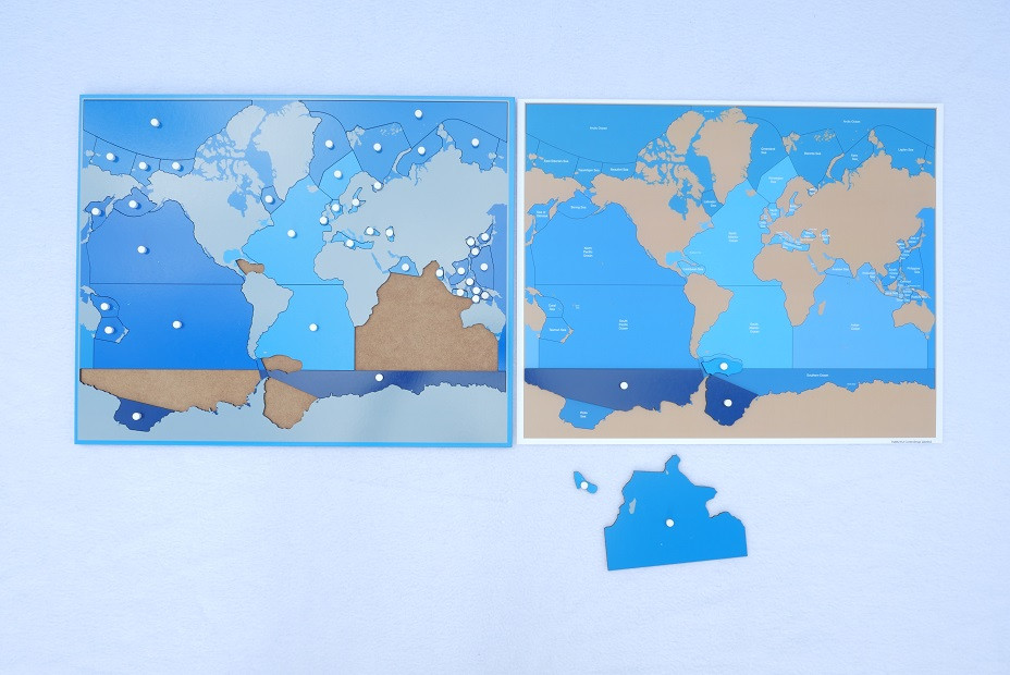 Map of Oceans and Seas Puzzle with Card Map of Outlines and Names ...