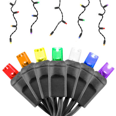 Premium Grade 5MM Conical Icicle LED Light - Black Wire - 105 Bulbs - 7 ...