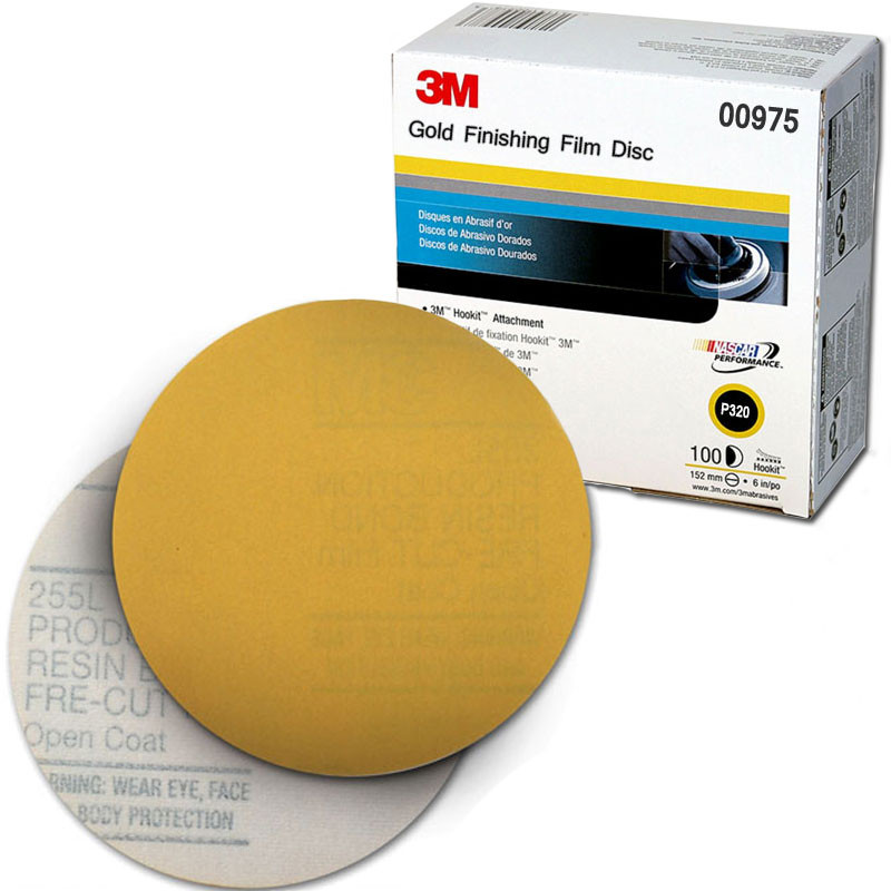 3M 00975, 320 Grit, 6 inch, Hookit Gold Abrasive Discs | R & E Paint Supply