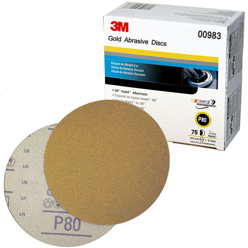 3M 00983, 80 Grit, 6 inch, Hookit Gold Abrasive Discs | R & E Paint Supply