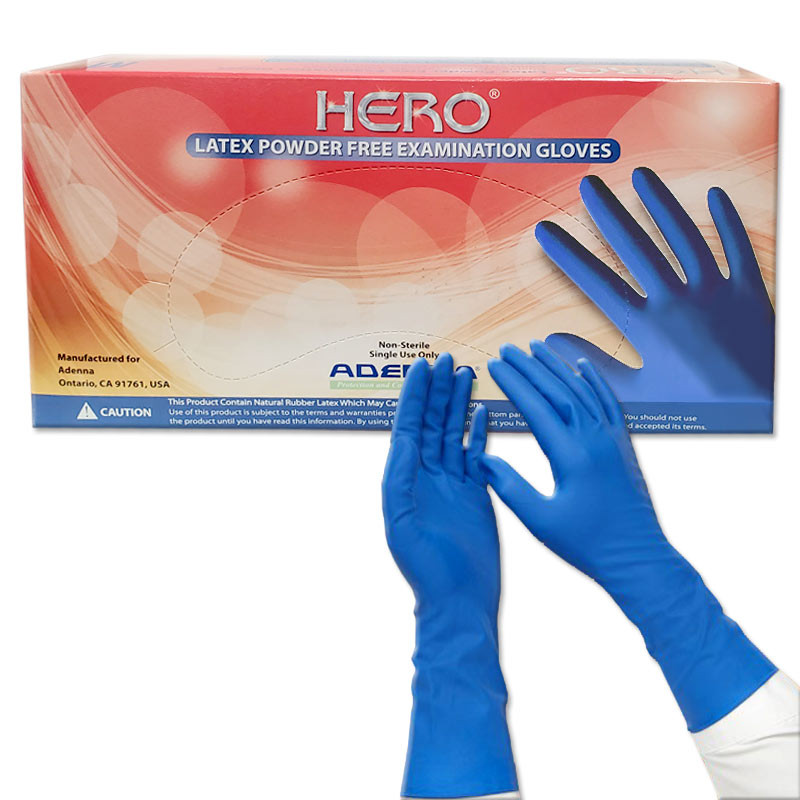 Hero Latex 14mil Exam Gloves Powder Free by Adenna