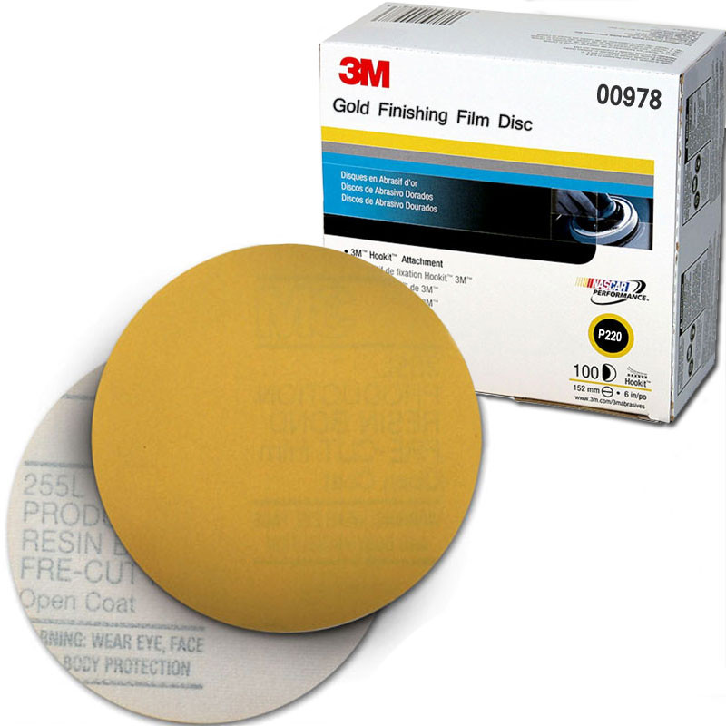 3M 00978, 220 Grit, 6 inch, Hookit Gold Abrasive Discs | R & E Paint Supply