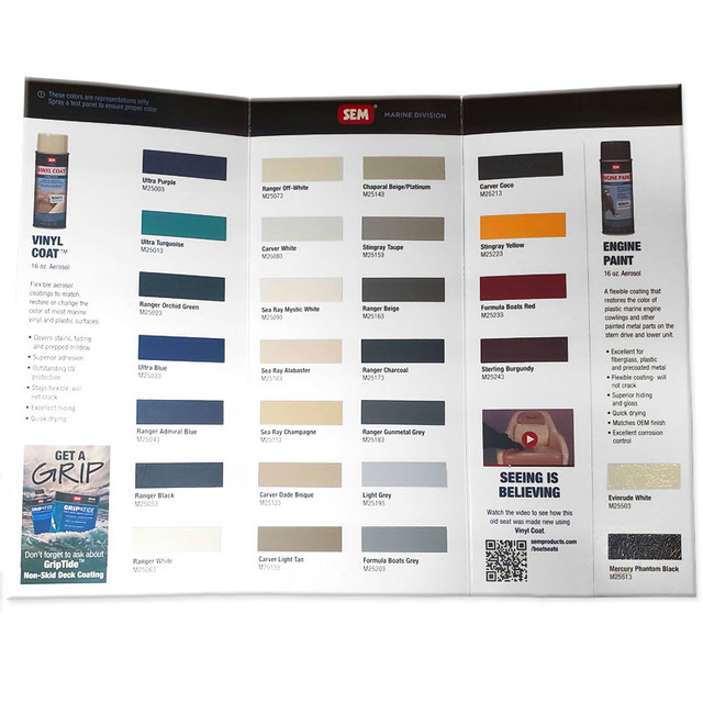 SEM Marine Vinyl Color Chart | R & E Paint Supply