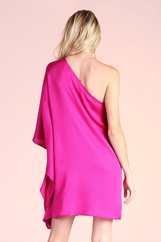 Hot Pink Dress | One Shoulder Dress | Boutique Dress