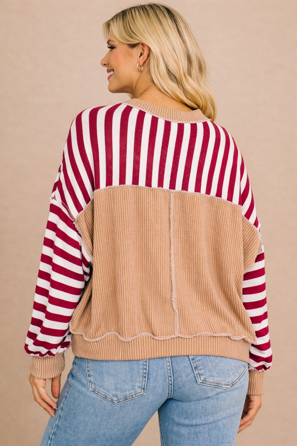 Contrast Pullover: Wine - Lavish Boutique