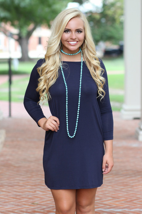 Everyday Dress: Navy - Lavish Boutique