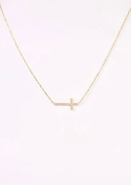 Side Cross Necklace | Sideways Cross Necklace