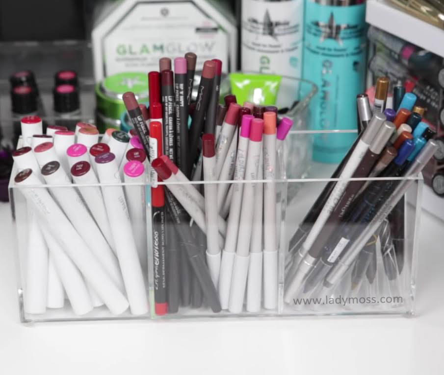 Shop Lady Moss 3 Compartment Acrylic Brush Holder - Clear at LadyMoss.com!