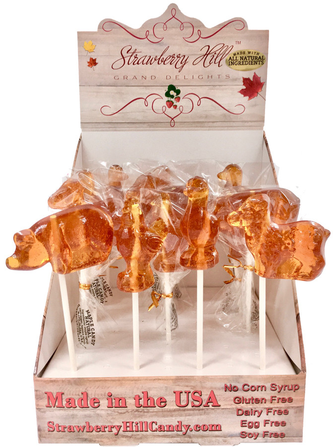Maple Syrup Farm Animal Shaped Hard Candy Lollipop Suckers. Shapes ...