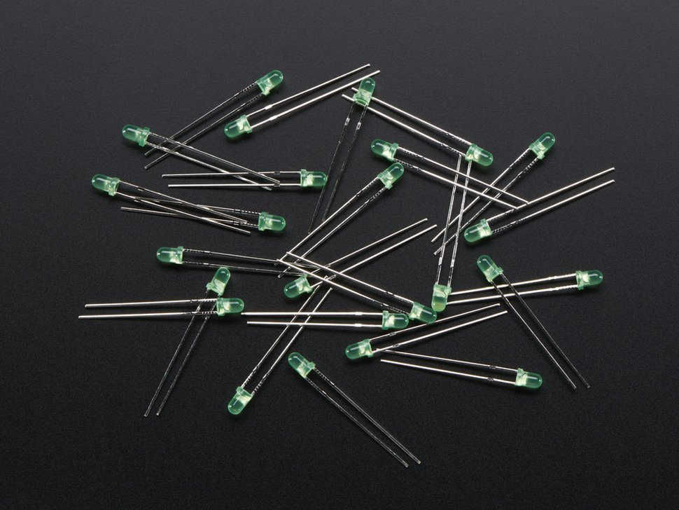 Diffused Green 3mm LED (25 pack)