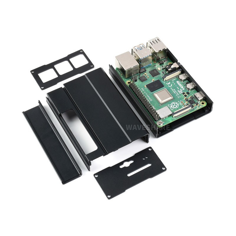 Aluminum Chamfered Design Case for Raspberry Pi 4B, Black - PiShop.us