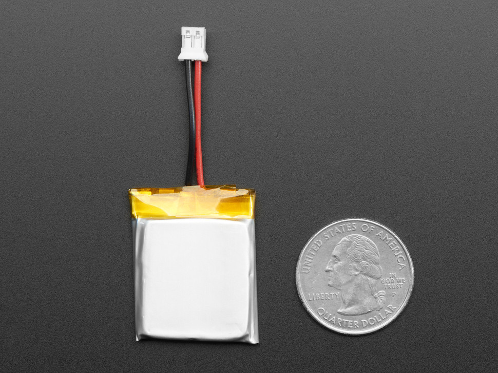 Lithium Ion Polymer Battery with Short Cable - 3.7V 350mAh - PiShop.us