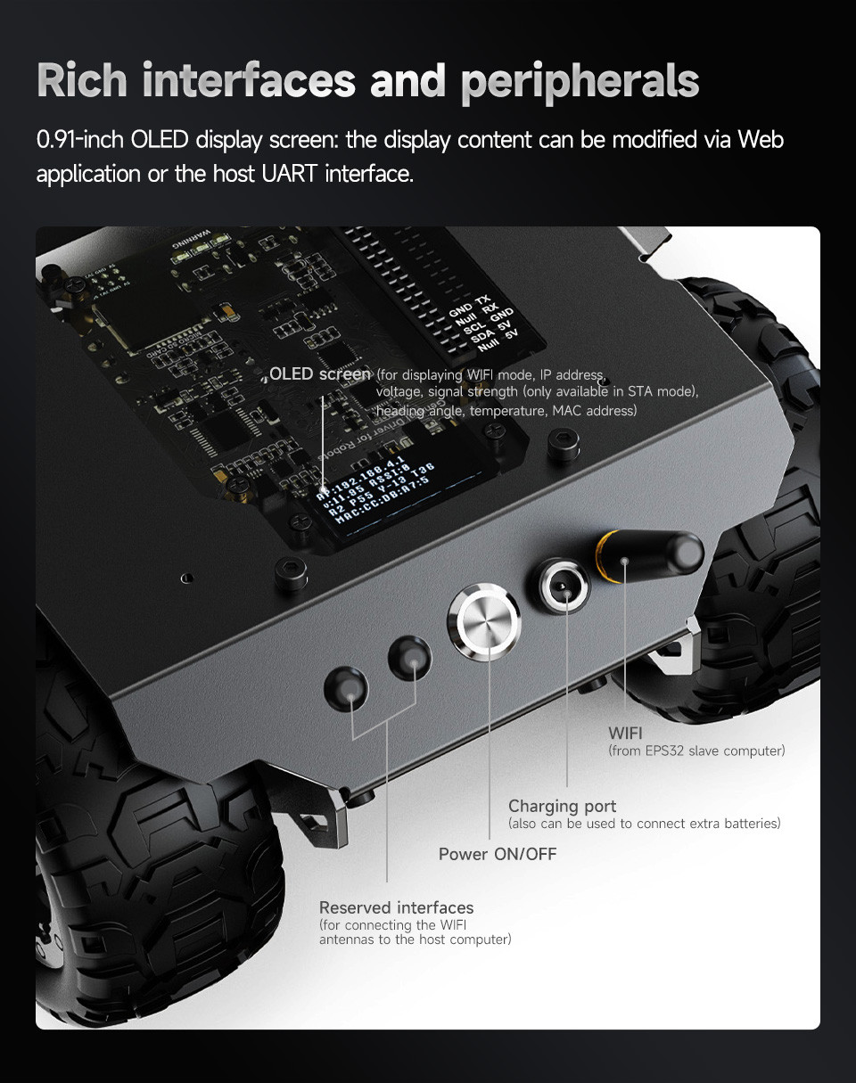 WAVE ROVER, 4WD Mobile Robot Chassis, Full Metal Body, Onboard ESP32 ...