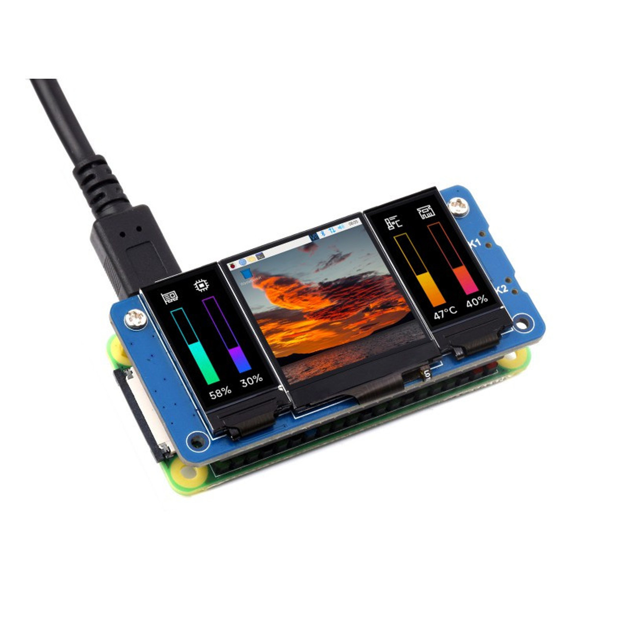 Triple Lcd Hat For Raspberry Pi 13inch Ips Lcd And Dual 096inch Ips