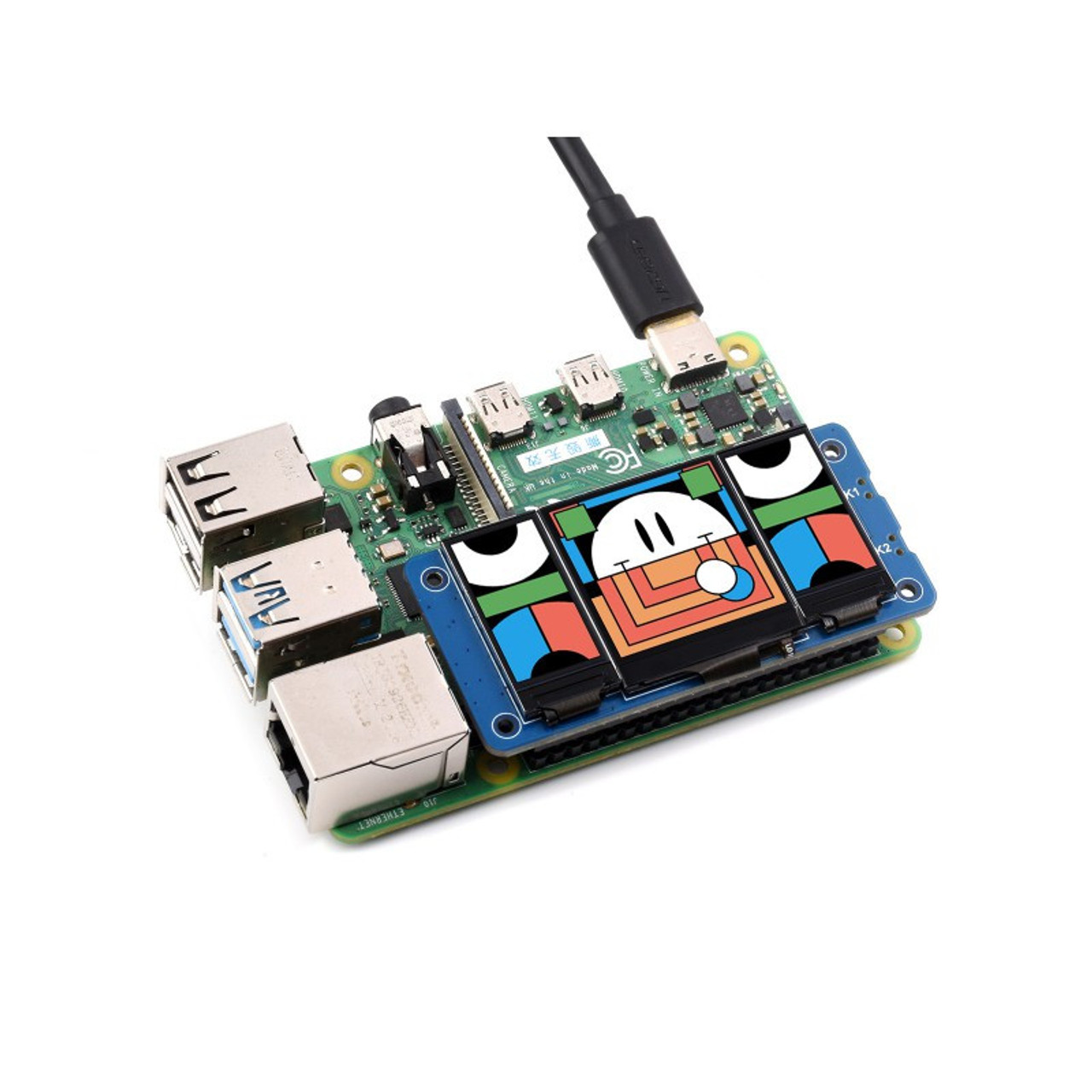 Triple Lcd Hat For Raspberry Pi 13inch Ips Lcd And Dual 096inch Ips