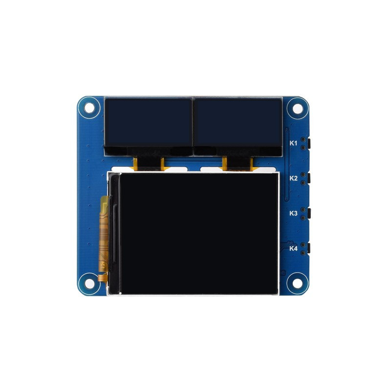 OLED/LCD HAT for Raspberry Pi, 2inch IPS LCD and Dual 0.96inch Blue ...