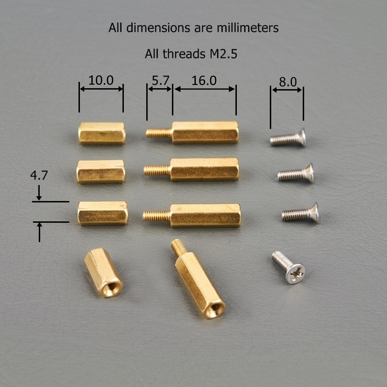 Brass 16mm Standoff Set for Pi HATs – Pack of 4