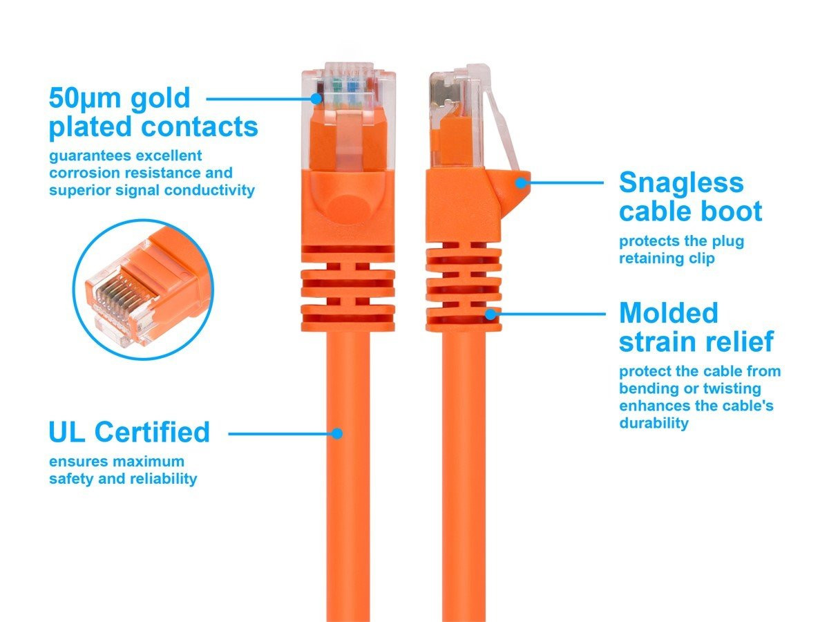 Cat6 7ft Crossover Patch Ethernet Cable, UTP, 24AWG, Pure Copper ...