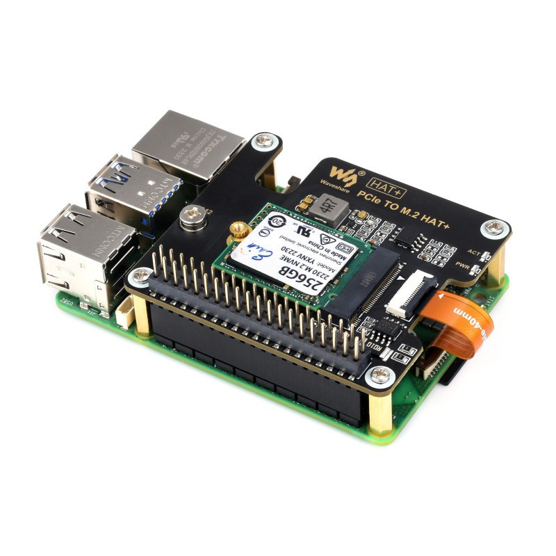 PCIe To M.2 Adapter HAT + for Raspberry Pi 5, NVMe M.2 SSD, High-speed ...