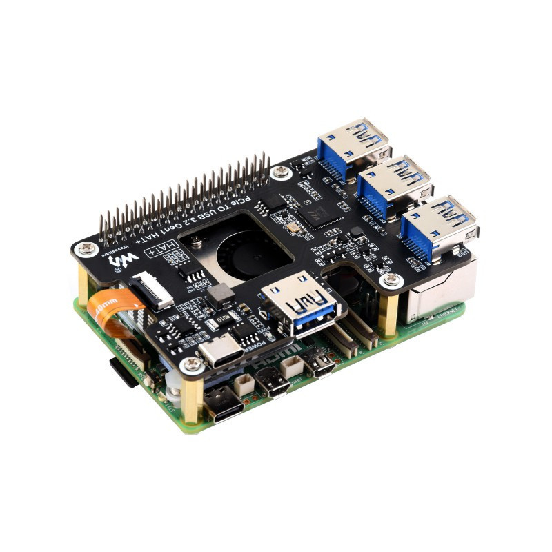 PCIe To USB 3.2 Gen1 HAT for Raspberry Pi 5, PCIe to USB HUB, 4x High ...