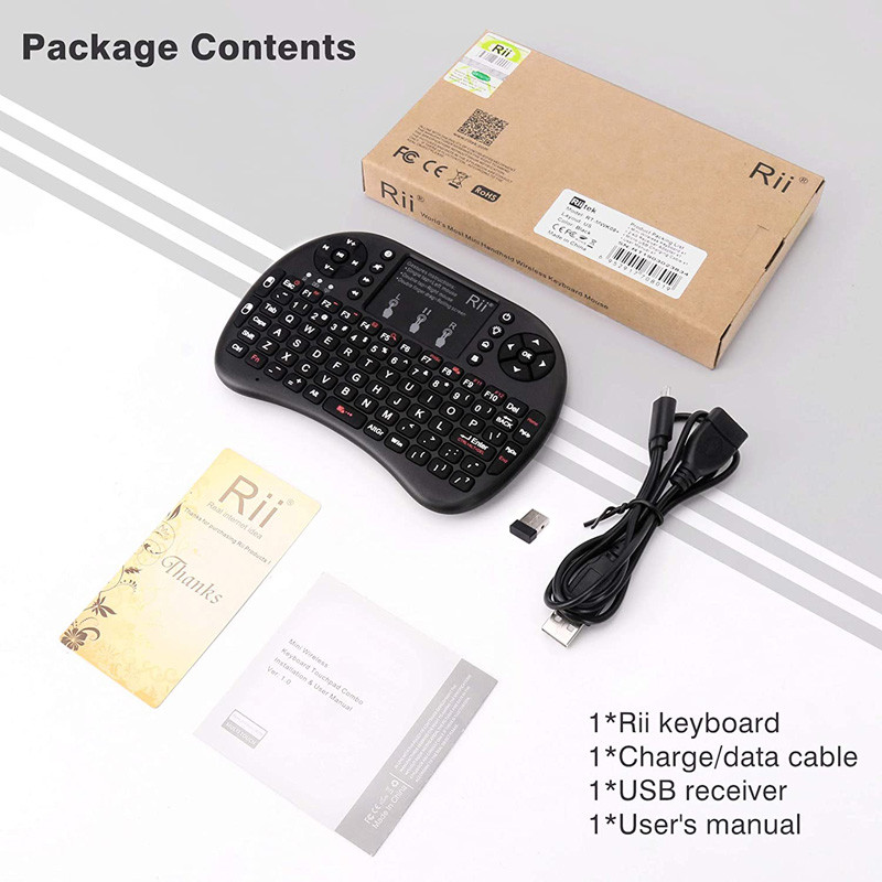 Rii i8+ Mini Wireless Touch Keyboard, Backlit, Black - PiShop.us