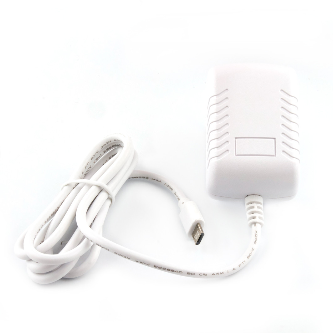 Micro-USB Power Supply, 5V 2.5A White - EURO PLUG - PiShop.us