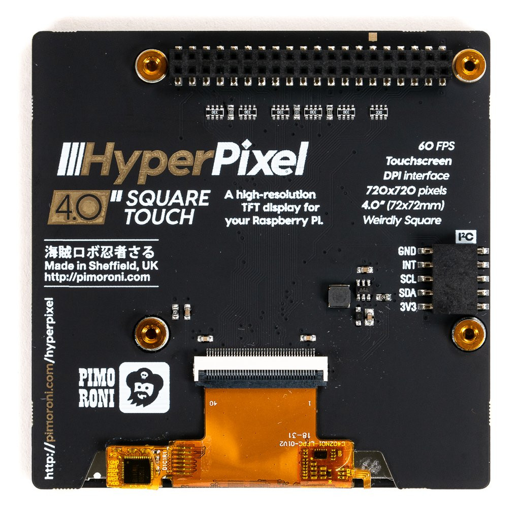 HyperPixel 4.0 Square - Hi-Res Display for Raspberry Pi – Non-Touch - PiShop.us