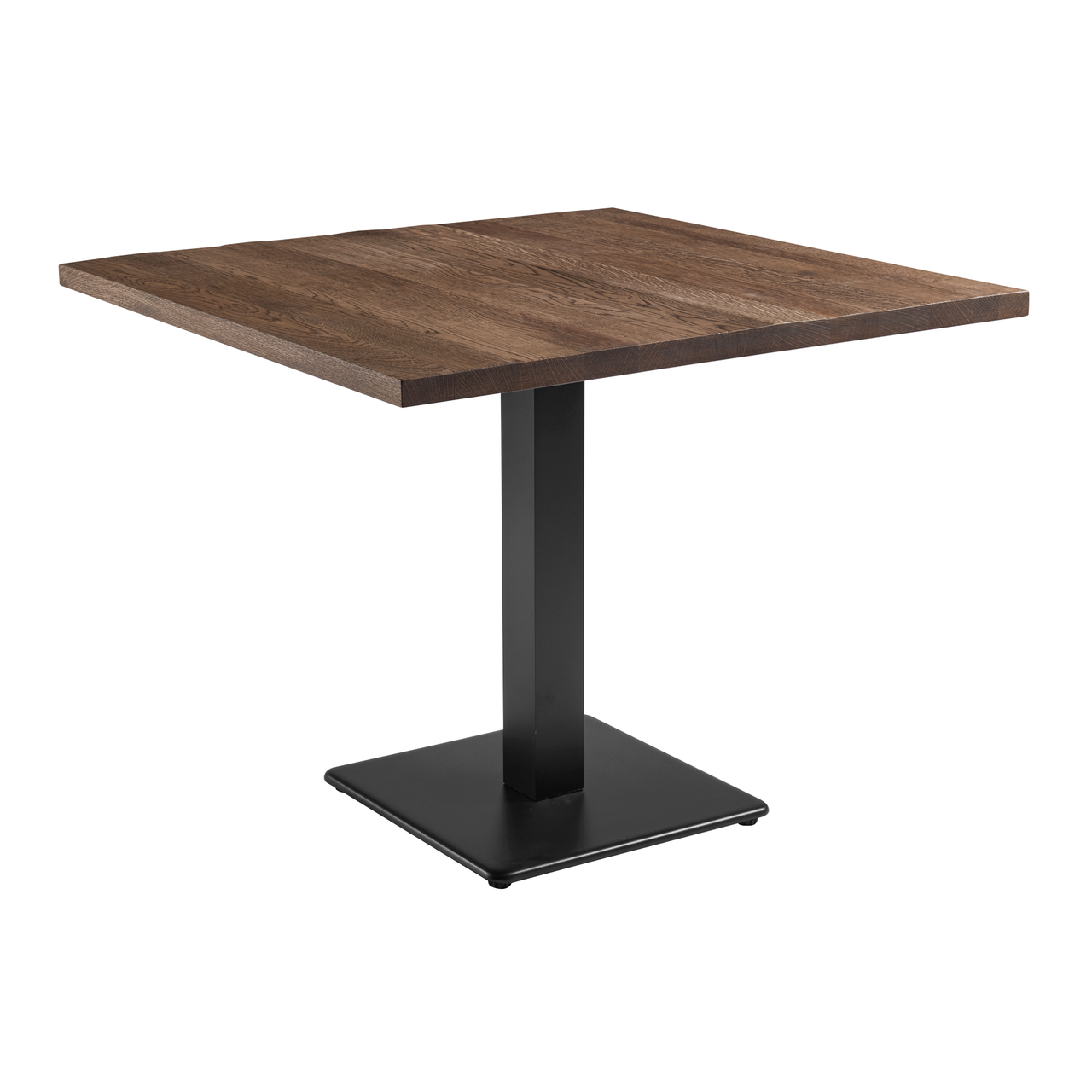 Windsor Commercial Black Metal Dining Table with Smoked Oak Top