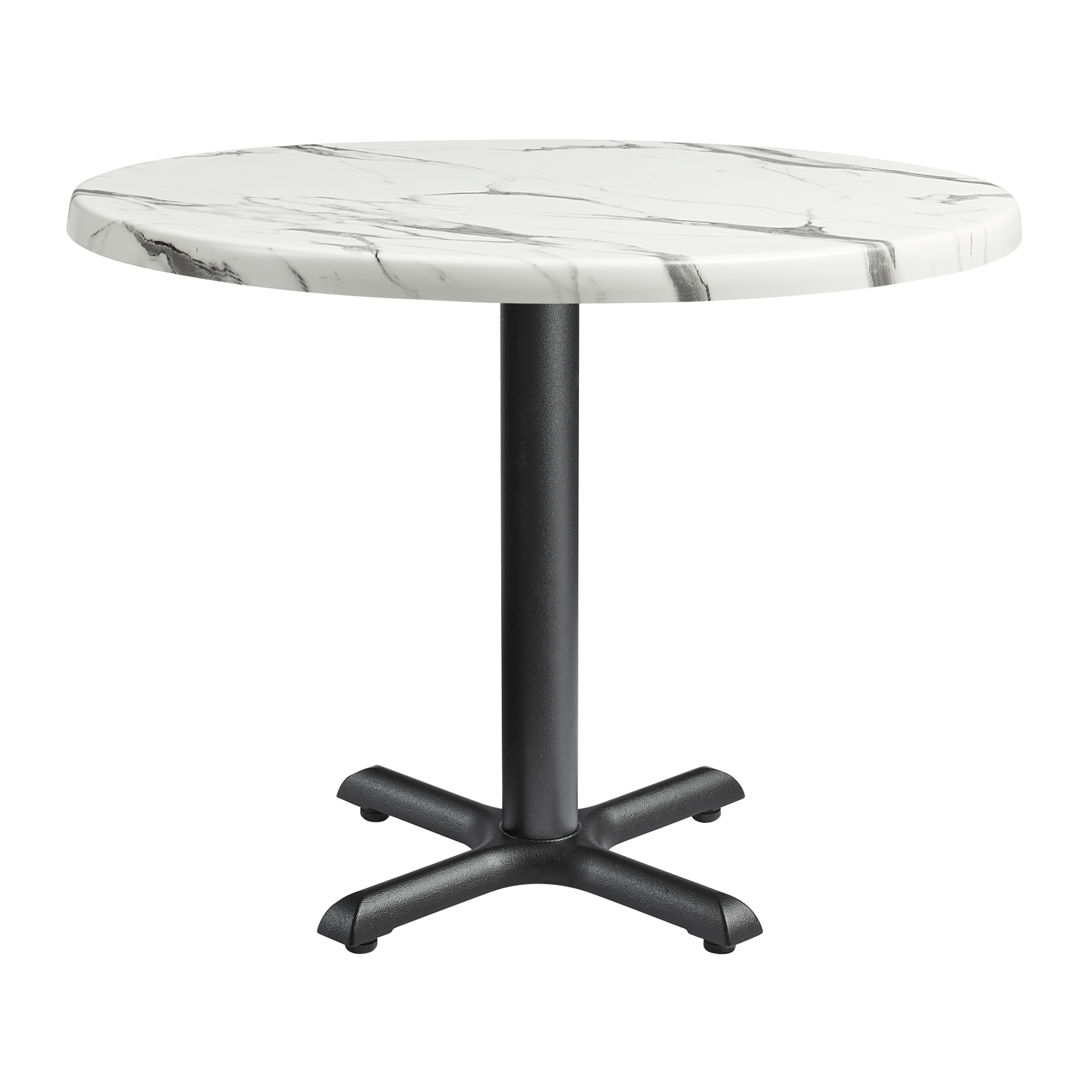 Enduratop Commercial Auto Adjust Round Dining Table with Carrara Marble Top