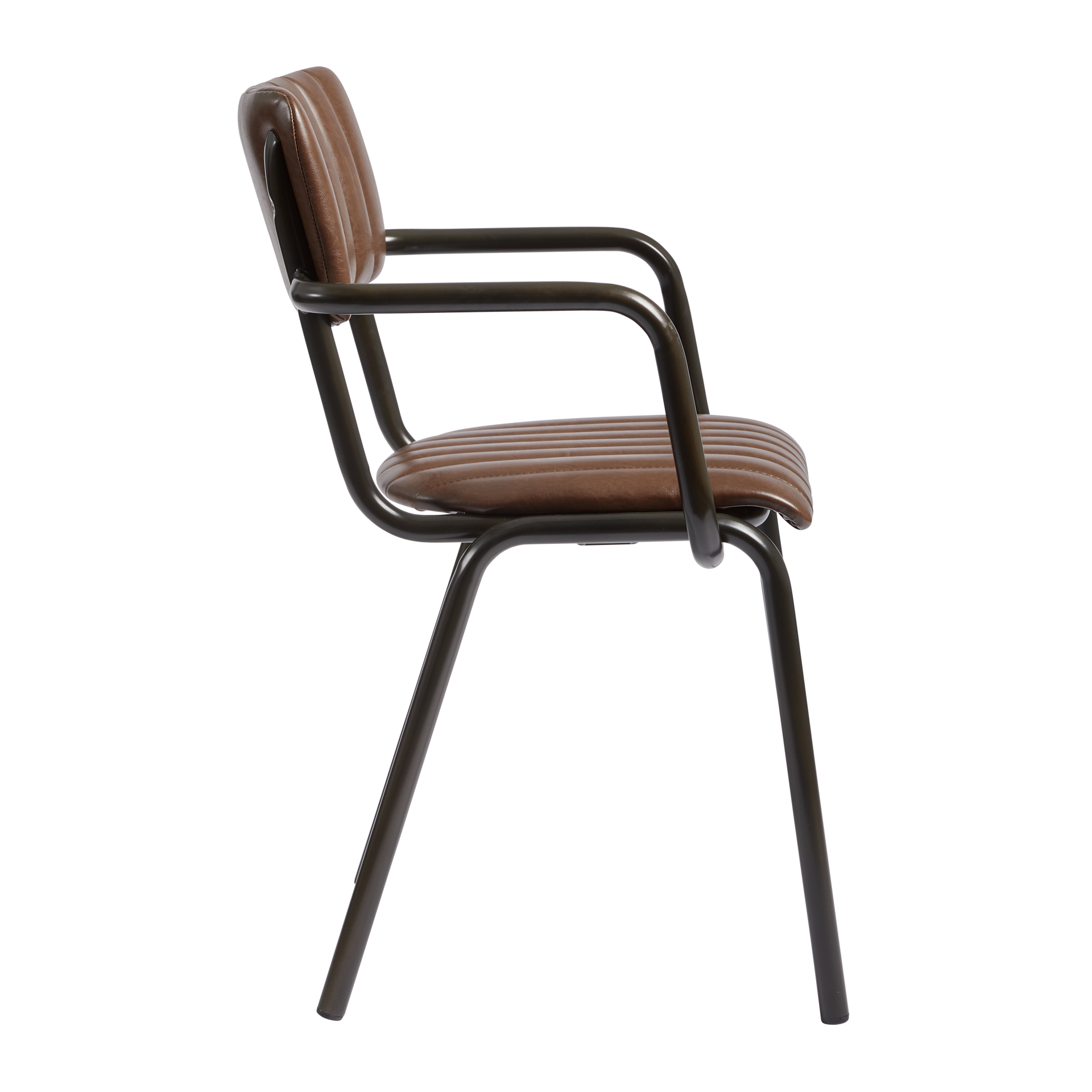 Tavo Commercial Stacking Metal Arm Chair with Faux Leather Upholstery