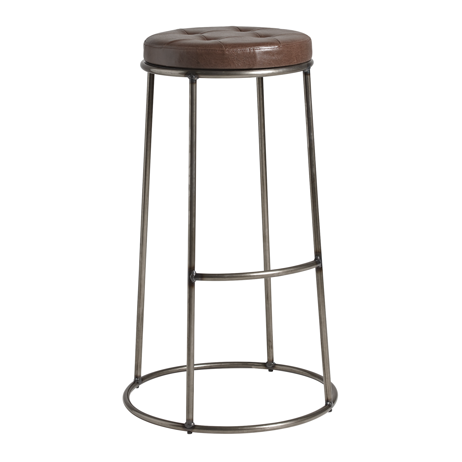 Toto Commercial Black Metal High Stool With Upholstered Seat