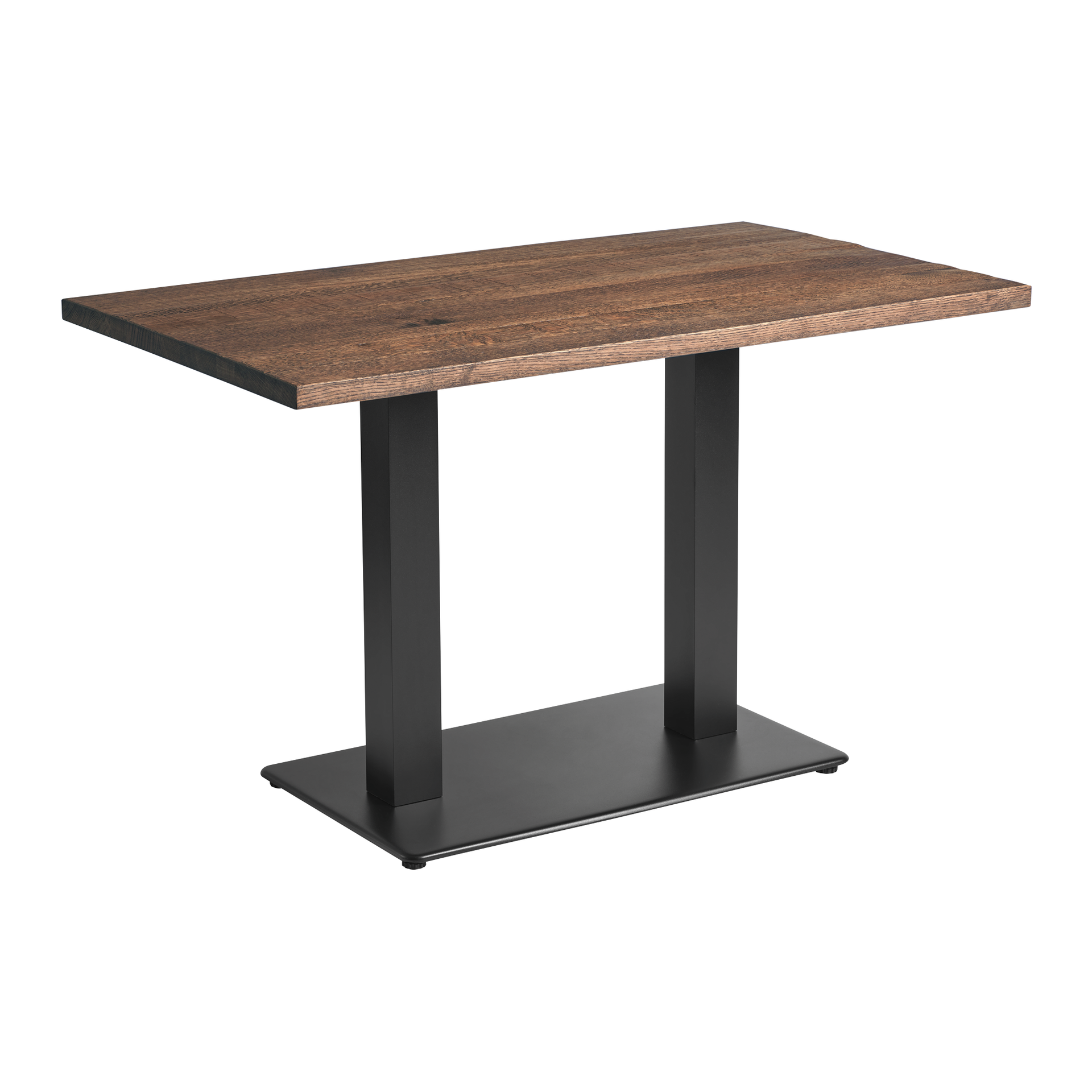 Windsor Commercial Black Metal Dining Table with Smoked Oak Top