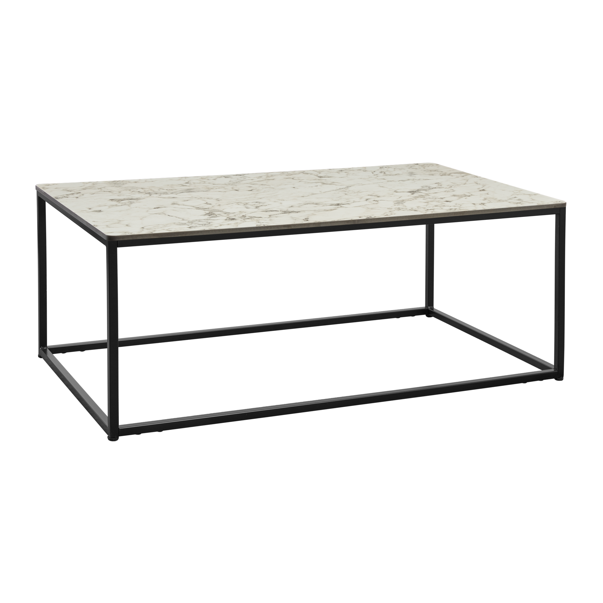 Melrose Commercial Rectangle Black Metal Coffee Table with White ...