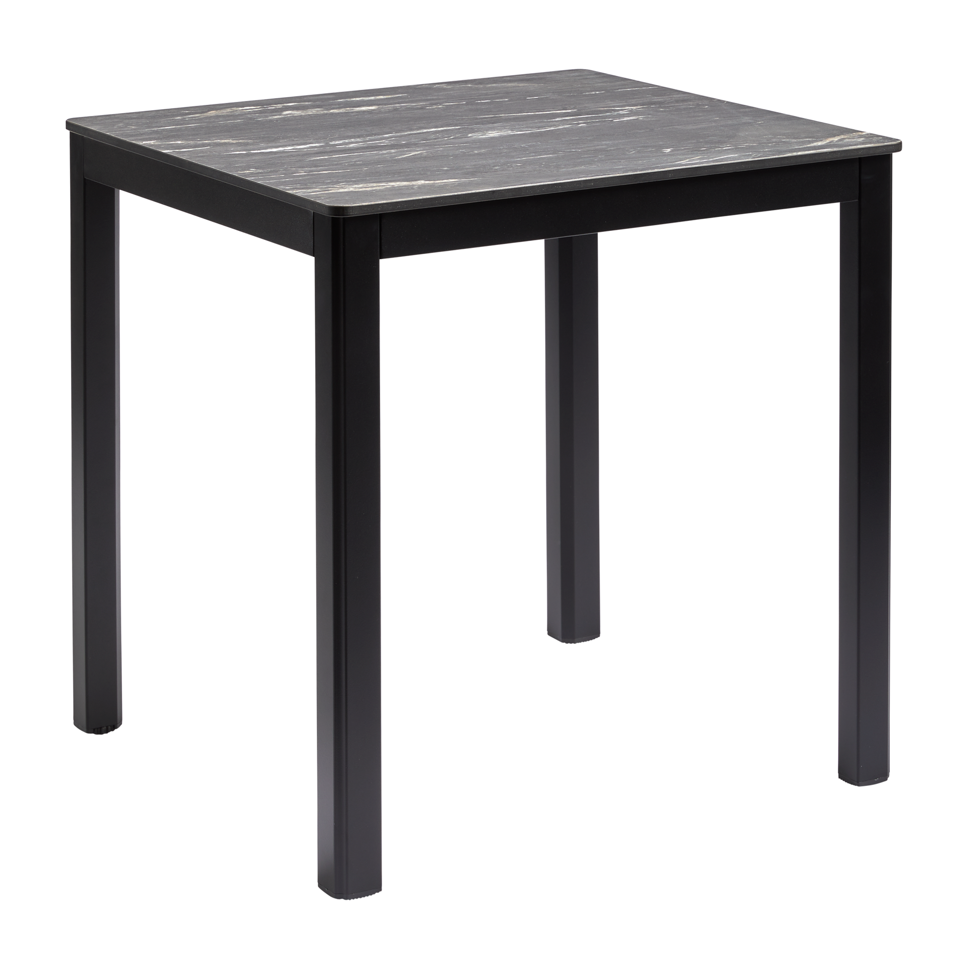 Extrema Commercial Black Metal and Marble Dining Table