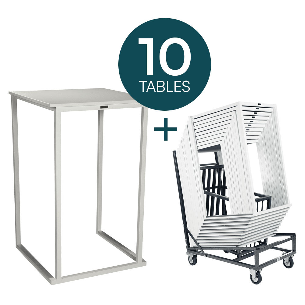 Flexfurn Kubo Commercial Black Metal Bar Tables with Storage Trolley