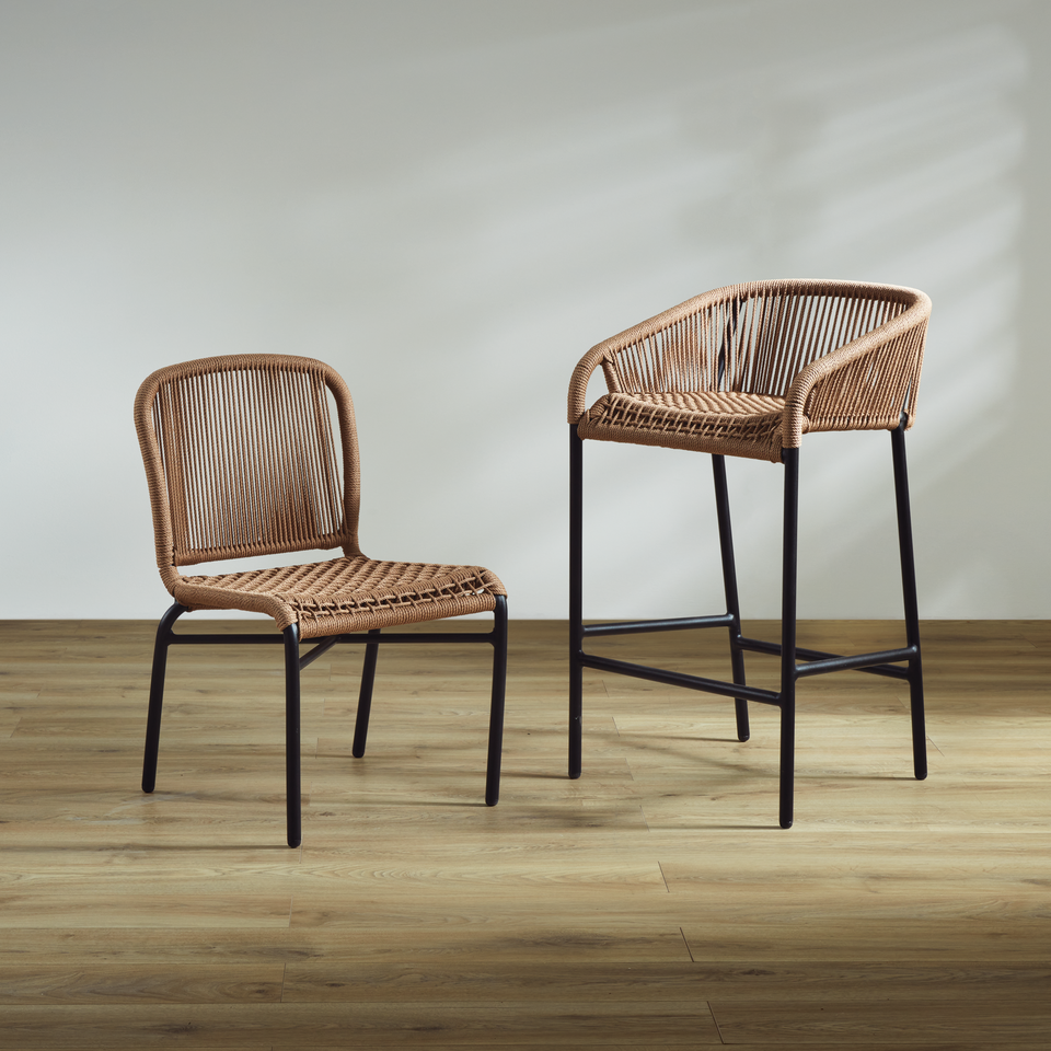 Rio Commercial Metal and Natural Rope Bar Stool