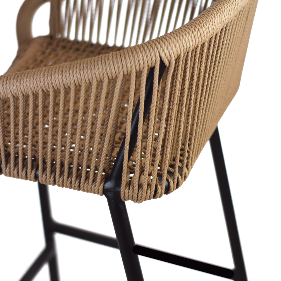 Rio Commercial Metal and Natural Rope Bar Stool